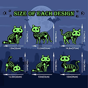 Halloween Garden Lawn Yard Sign, 6 PCS Reflective Black Cat Halloween Decor Clearance Outdoor, Glow in Dark Stakes Scary Family Home Front Yard Sign, Plastic Decoration for Halloween Party (Cat)