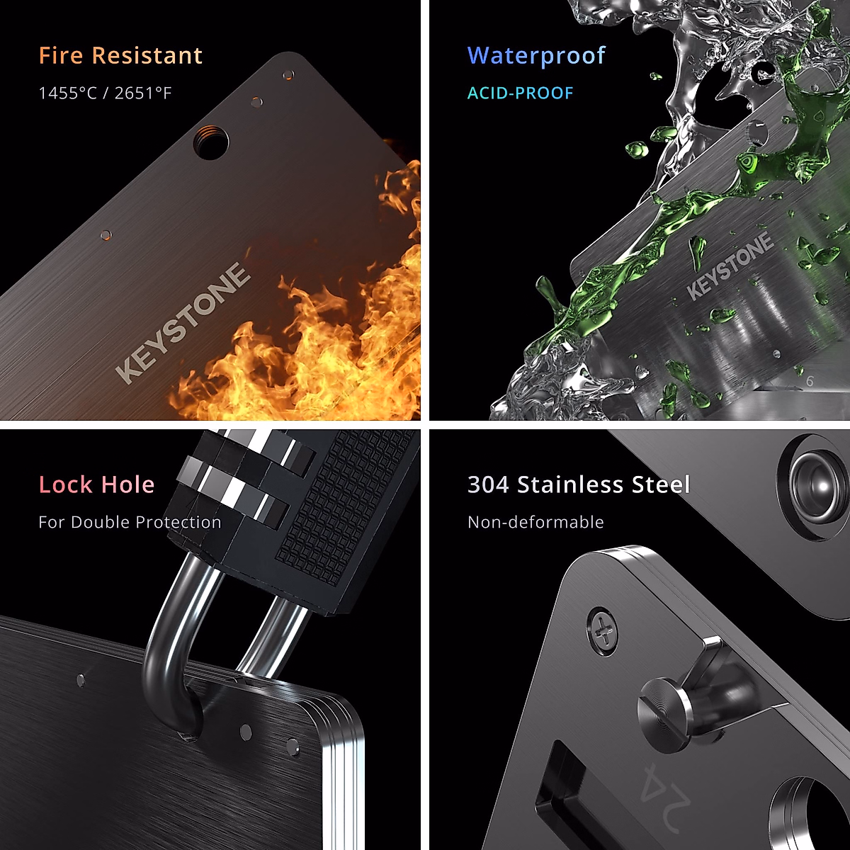 KEYSTONE Crypto Seed Storage, Cryptosteel Capsule Metal Wallet, Cold Storage Backup, 24 Words Bitcoin Key Phrase Storage, Steel Plate, Compatible with Ledger, Trezor, KeepKey (Keystone Tablet)