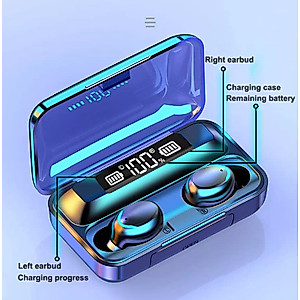 TWS BT 5.0 Wireless Earbuds Mini in-Ear Waterproof Sports Gaming Headset HiFi LED Display Earbuds with Charging Case F9-5