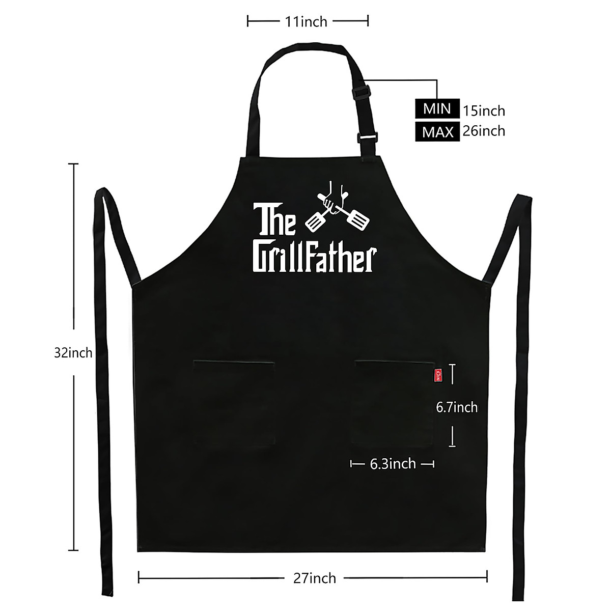ALIPOBO Funny Grill Aprons for Men Dad - The Grillfather Apron - Funny Chef Cooking Grilling BBQ Apron with 2 Pockets - Birthday Father's Day Christmas Gifts for Dad, Step Dad, Father in Law, Husband