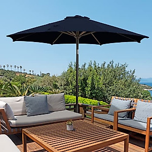wikiwiki 9 FT Patio Umbrellas Outdoor Table Market Umbrella with Push Button Tilt/Crank,8 Sturdy Ribs, Fade Resistant Waterproof POLYESTER DTY Canopy for Garden, Lawn, Deck, Backyard & Pool