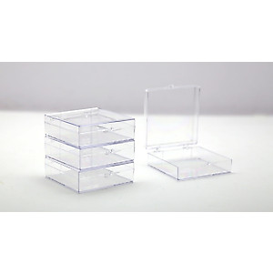 Clear Hinged Plastic Box 2 9/16" L x 2 9/16" W x 3/4" H - 20 Pieces Per Pack