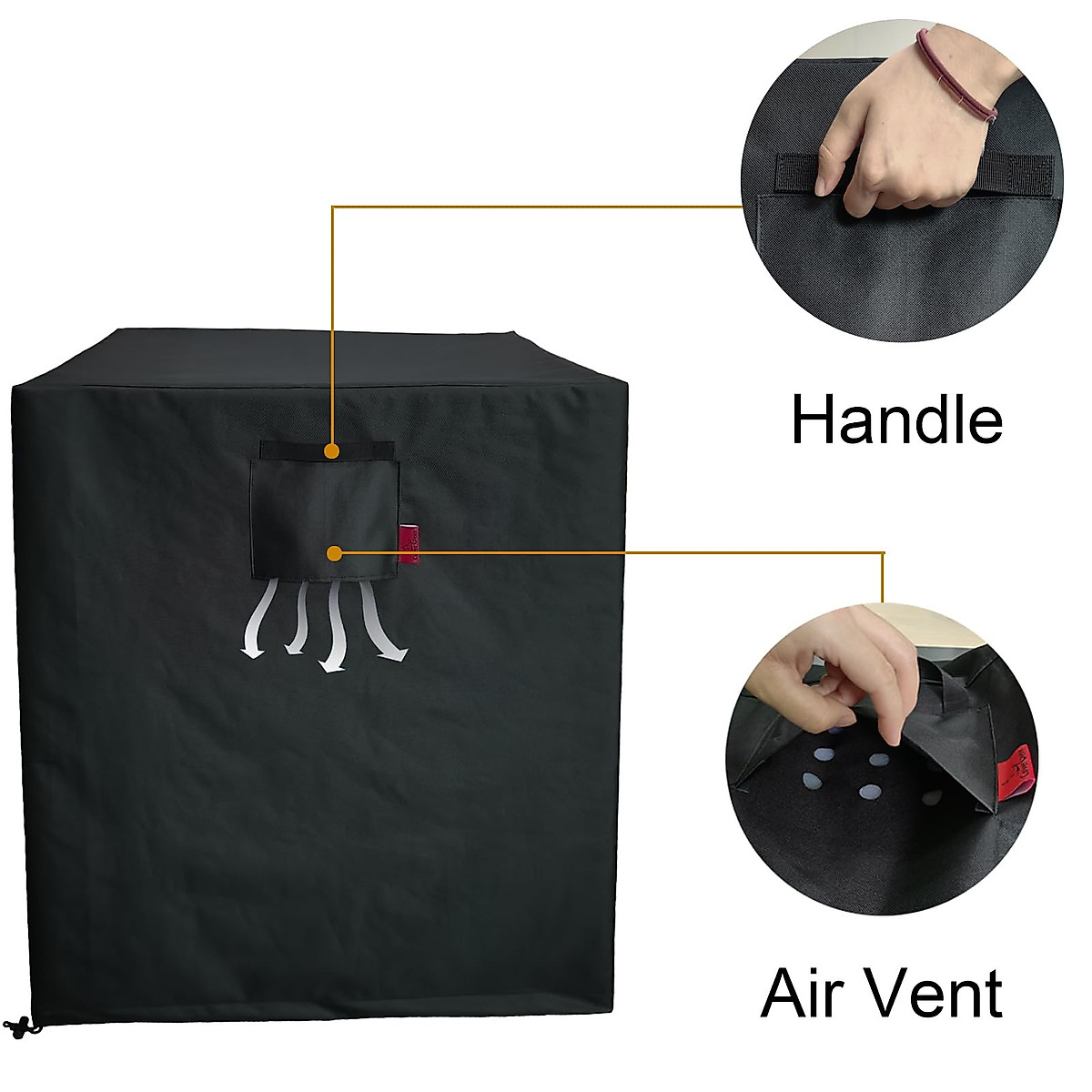 Cover Geny Winter Air Conditioner Cover for Outside Units,Outdoor AC Cover, Heavy Duty Ac Condenser Cover, Windproof Waterproof Central A/C Cover, Swamp Cooler Cover Square Black 36x36x39