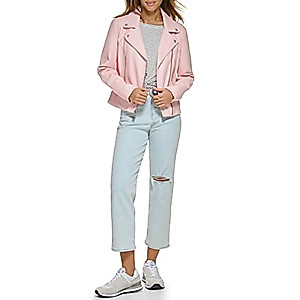Levi's Women's Faux Leather Asymmetrical Moto Jacket, Rose Quartz, X-Large