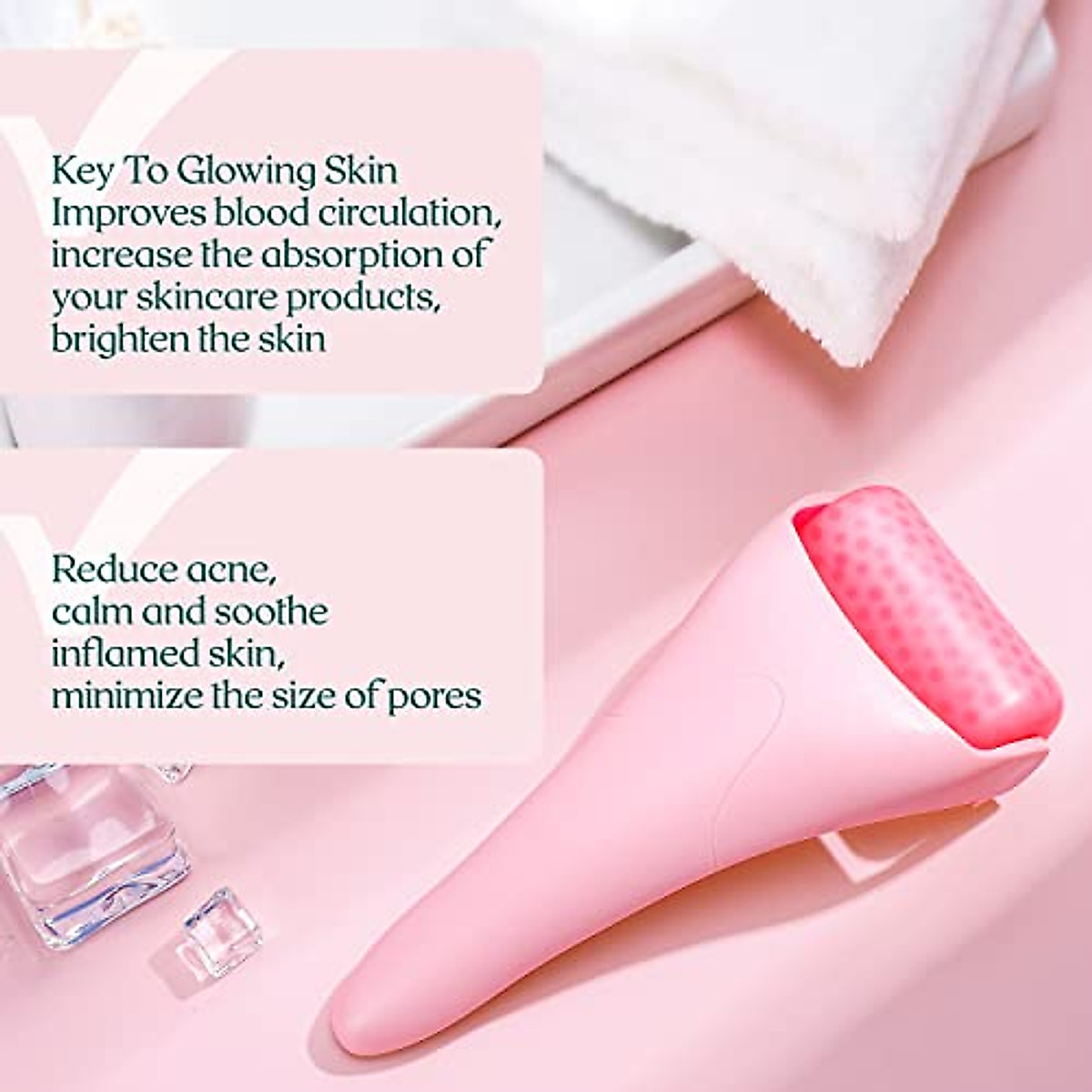 Dr. Pure Ice Roller for Face Massage, Face Roller for Reduce Puffiness Tighten Skin, Face Icing Cold Massager Cooling Facial Eye Roller, Women Gifts Skin Care Tool