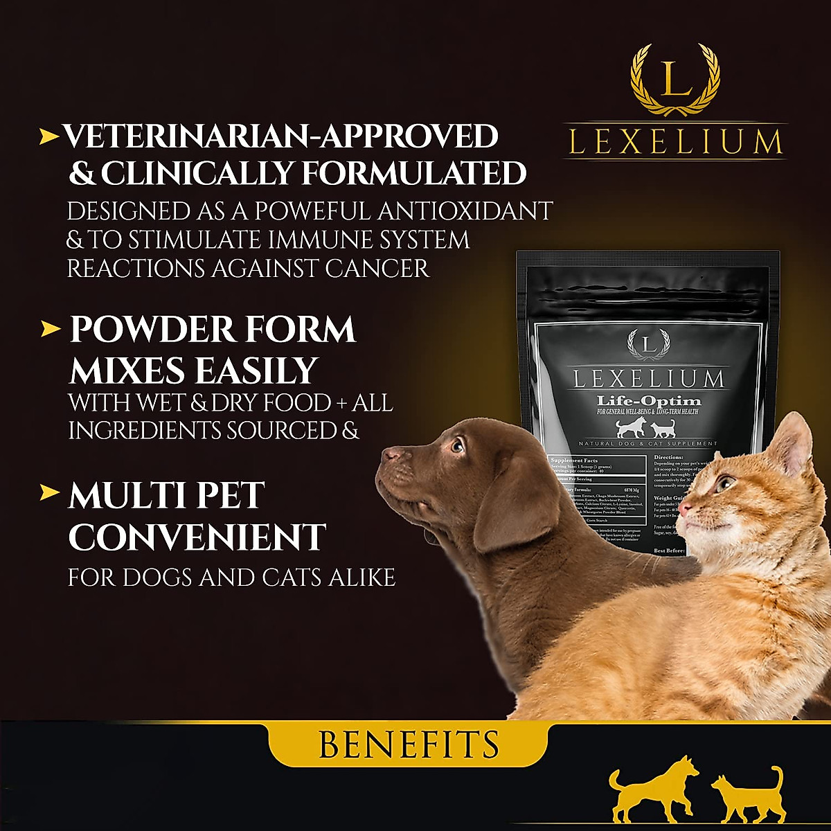 Lexelium Life-Optim Terminal Illness Support Blend for Dogs and Cats | 100% Natural Supplement Powder | Designed to Extend and Improve Quality of Life | 200 Gram Powder Bag