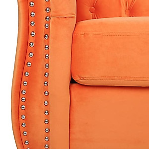 AVZEAR 3 seat Sofa, Velvet Sofa Living Room Sofa Large Sofa Modern Chesterfield Fabric Modern 3 Seater Couch Furniture Classic Tufted Chesterfield Settee Sofa, Orange