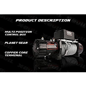 X-BULL - Towing Products & Winch - 12V Waterproof Wire Cable Electric Winch 13000 lb Load Capacity for Truck UTV ATU SUV