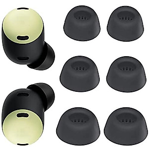 JNSA Replacement Ear Tips Silicone Anti-Slip Eartips Ear Plug Ear Tip Gels Compatible with Google Pixel Buds Pro, [Fit in Case],L/M/S 3 Size 3 Pairs,Black pixbp
