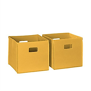 RiverRidge 2 Pc Storage Set Folding Bin, Golden Yellow, 2 Piece, 10.5 x 10.5 x 10 inches