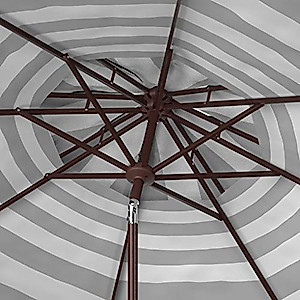 Safavieh PAT8204D Outdoor Iris Fashion Line Grey and White 9-Foot Double Top UV Protected Umbrella