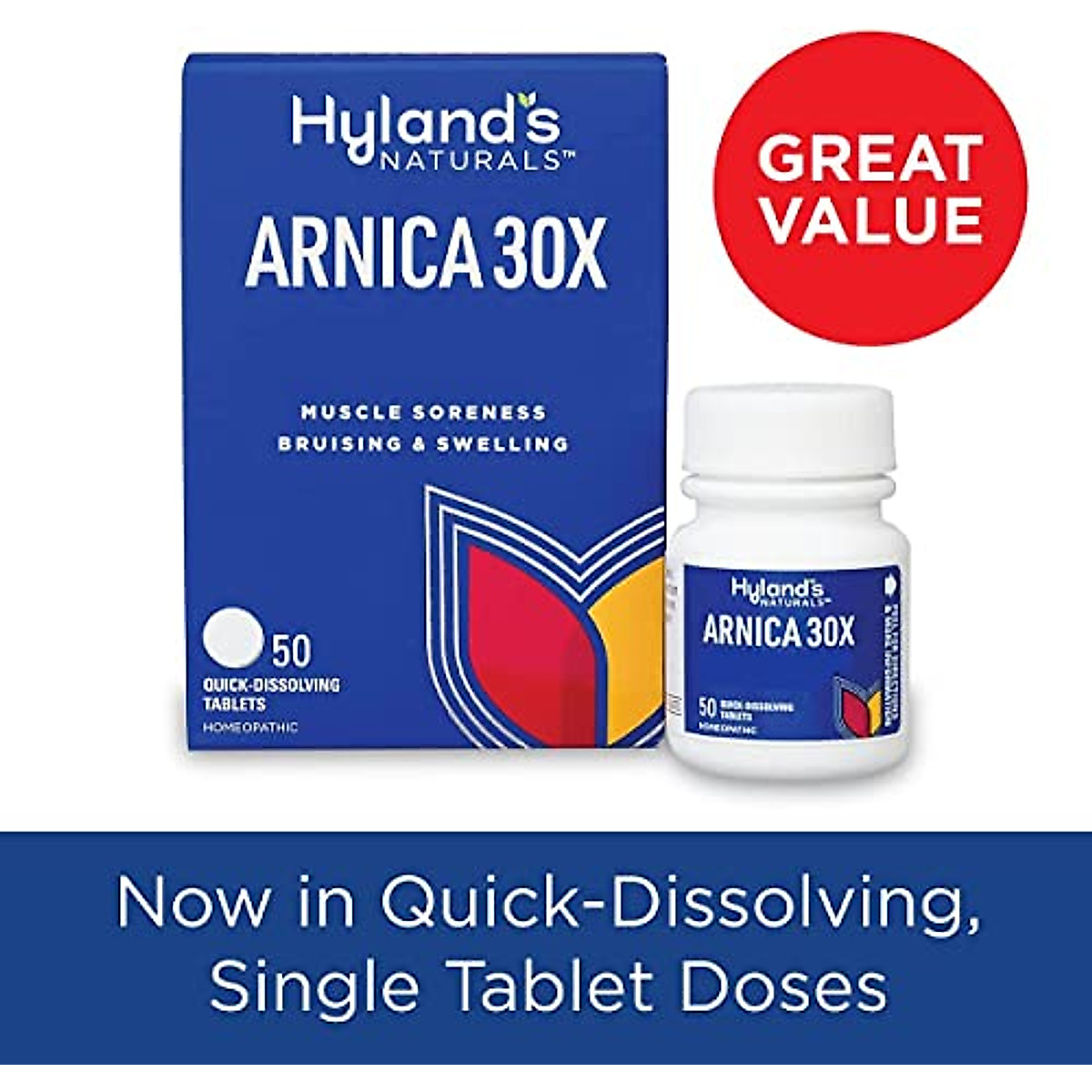 Hyland's Arnica 30x 50 Tablets (3 Pack = 150 Tablets), Bruising, Swelling, Muscle Pain Relief
