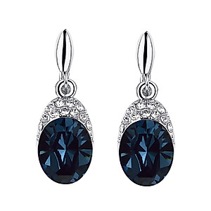 Yoursfs Navy Blue Clip on Earrings for Women Dark Blue Cubic Zirconia Earrings Non Pierced Ears Jewelry for Bridal Wedding