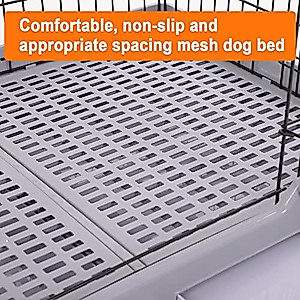 Cat Dog Crate Pet Kennel Steel Wire Small Animal Crate for Rabbit with Drawer Leak-Proof Tray, Double Door, 29 Inch