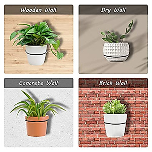 Jiozermi 2 Pack 6 inch Flower Pot Holder Ring, Flower Pot Holder Ring Wall Mounted Set Wall Mounted Metal Planter Hanger Matte Black Hanging Plant Holder