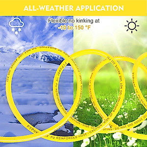 FYPower Air Compressor Hose 1/4 Inch x 100 Feet Reinforced Polyurethane (PU) Air Hose with Fittings, Bend Restrictors, 1/4" Industrial Quick Coupler and Plug Kit, Yellow