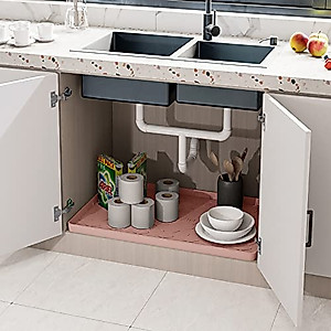 AIKEXIN Under Sink Mat for Kitchen Waterproof, 34" x 22" Silicone Under Sink Liner Drip Tray, Patent Design, Sink Cabinet Protector Mats for Kitchen & Bathroom Water Drips, Leaks, Spills (Brown）