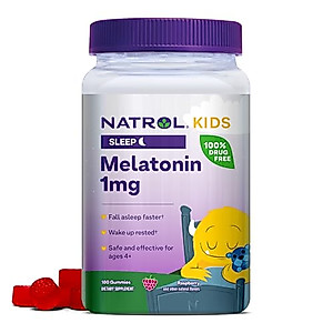 Natrol Kids Melatonin 1mg, Dietary Supplement for Restful Sleep, 180 Berry-Flavored Gummies, 180 Day Supply