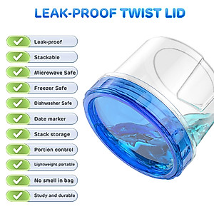 Freezer Storage Containers, [6 Pack-16 Oz] Airtight Plastic Food Storage Containers with Twist Top Lids, Soup, Meal Prep Containers | BPA Free | Stackable | Leakproof | Microwave/Dishwasher Safe