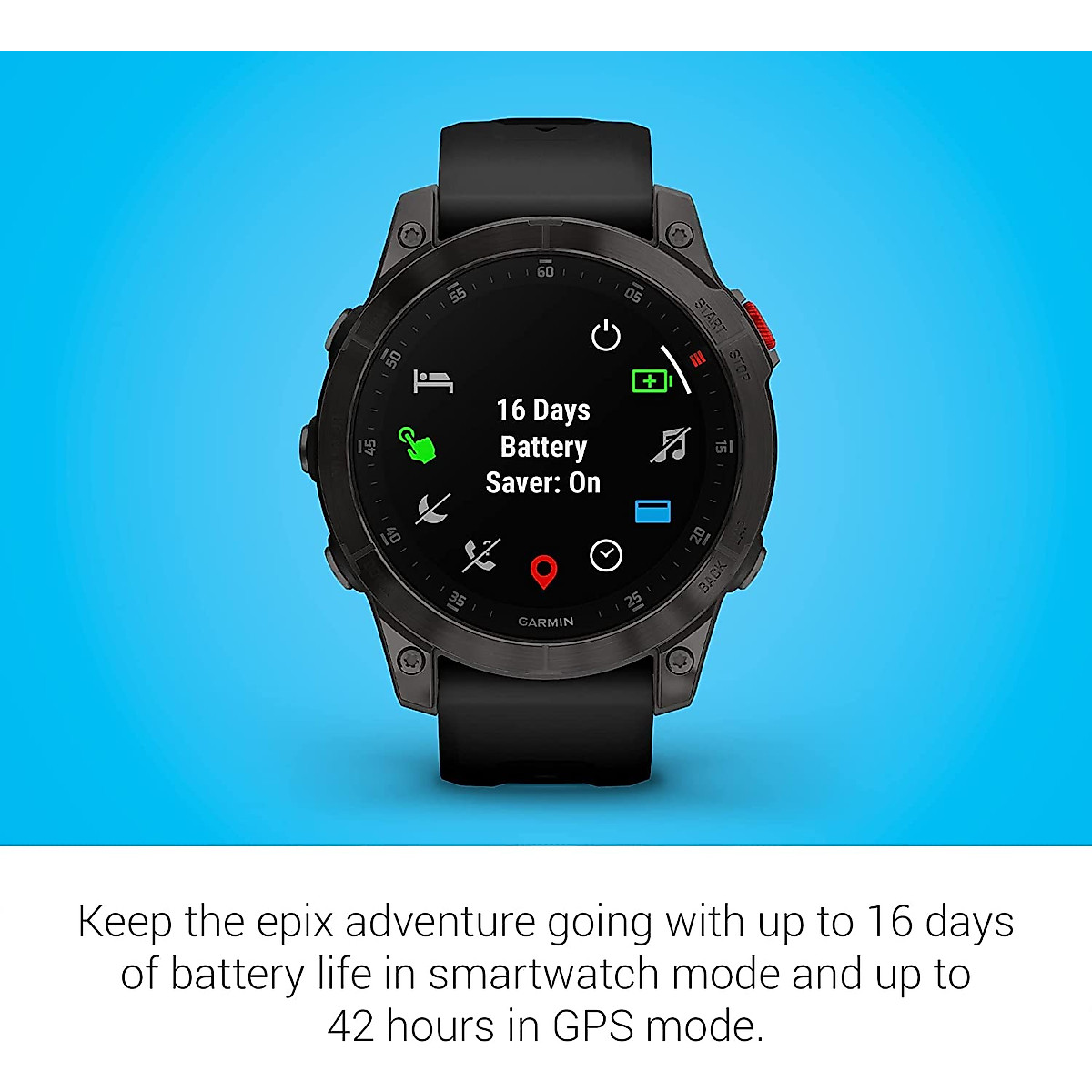 Lumintrail Garmin Epix Gen 2, Premium Active Smartwatch, Health and Wellness Features, Touchscreen AMOLED Screen, Smart Watch for Men & Women, Black Titanium, with a Wall Plug