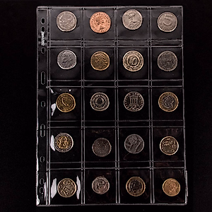 200 Pockets Coin Binders Pages - 1.77 inch Holders 10 pcs Loose-Leaf Sheets Acid-Free Collection Holders for Medallion Coin Stamp Currency Collecting Supplies 45x45 mm / 1.77x1.77 inch CS03220