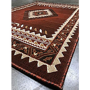 Kingdom South West Native American Area Rug Rust Brown Beige Design D143 (5 Feet 2 Inch X 7 Feet)