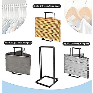 Hanger Organizer Stacker Clothes Storage Stand for Laundry Room Closet Space Saving Sturdy Adult Baby Clothes Rack Holder Black Holds up 90 Wire Hangers