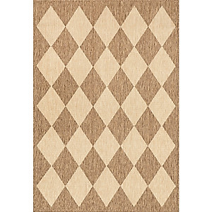 nuLOOM 5' x 8' Outdoor Performance Area Rug, Stain Resistant, Weather Resistant, High Traffic, Patio, Balcony, Outside, Sabina Brown