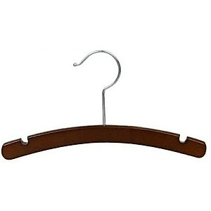 Only Hangers 10" Walnut & Chrome Baby/Infant Top Hanger [ Pack of 25 ]