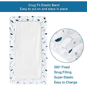 Bassinet Sheet, Bassinet Sheets 2 Pack, Ultra Soft Bassinet Sheets for Baby Boys or Girls Universal Fit for Rectangle, Oval, Hourglass Bassinet Pad/Mattress, Dinosaurs & Ocean