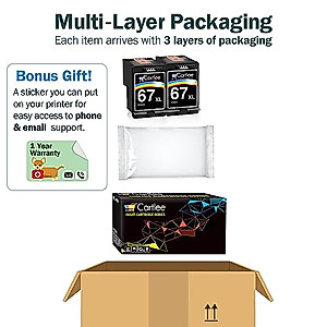 Cartlee Remanufactured Ink Cartridge Replacement for HP Ink 67 XL for HP 67xl Ink cartridges Black Combo Pack for HP 67 Ink cartridges Black Combo Pack 67xl for HP Printer Ink Envy 6000 67