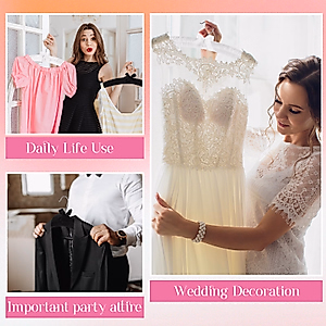 Beeveer 2 Pack 15 Inch Satin Padded Hangers Bride Groom Hanger Wedding Hangers Wedding Dress Suit Hanger White and Black No Shoulder Bump Hangers Wedding Party Suplies