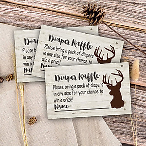 None Brand Diaper Raffle Tickets for Baby Shower (50 Count) 3.5" x 2" with Name Line, Deer Baby Shower Games Invitations Inserts Request Cards