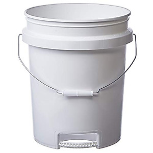 Hudson Exchange 5 Gallon Bucket with Bottom Grip Handle, HDPE, White