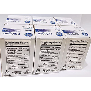 GE Lighting 40673 60-Watt, 120V Edison Halogen Floodlight PAR16 Light Bulb 6 Pack