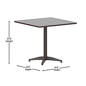 Flash Furniture TLH-ALUM-32SQ-017BZ4-GG Lila 31.5'' Square Aluminum Indoor-Outdoor Table Set with 4 Slat Back Chairs, Bronze