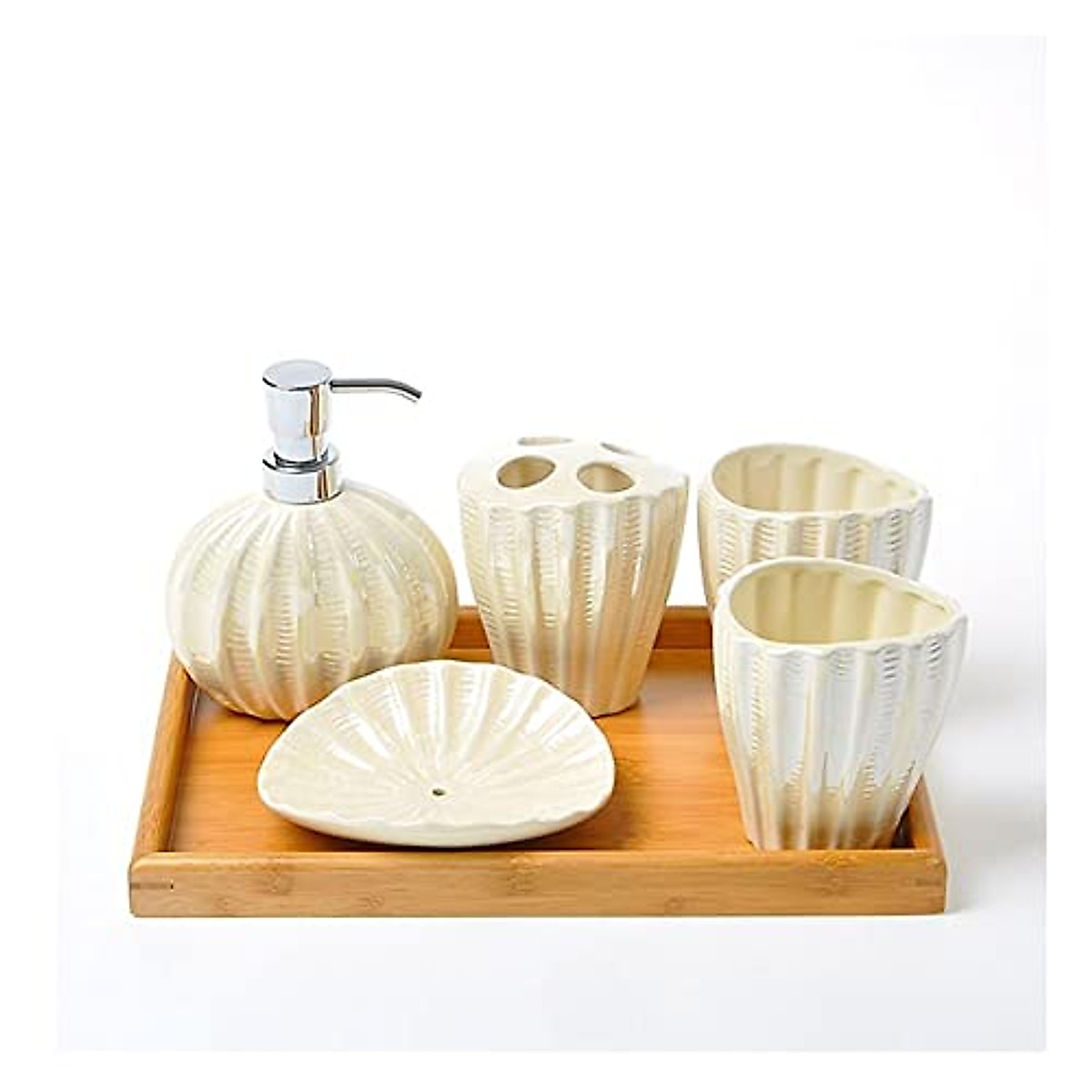 YUEYOULII Shampoo Dispenser Soap Dispenser Set Creative Ceramic Soap Dispenser Wash Mouth Cup Storage Soap Tray Toothbrush Cup Bathroom Five-Piece Set Soap Dispenser for Kitchen (Color : C)