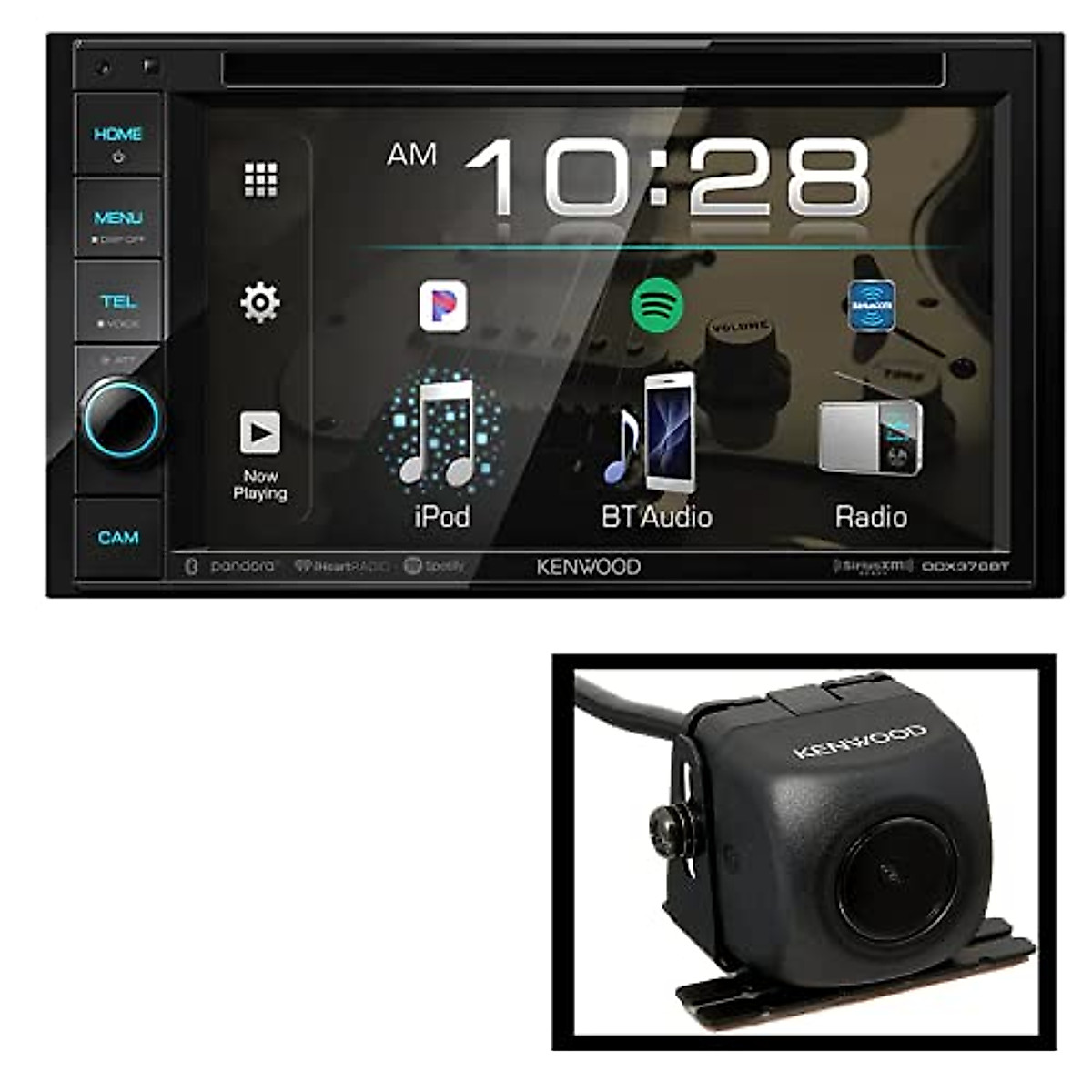 Kenwood DDX376BT Double DIN in-Dash 6.2” DVD Receiver with Bluetooth | Car Stereo Receiver | Clear Resistive Touch Panel | Plus Kenwood CMOS-130 Rearview Camera with Universal Mounting Hardware