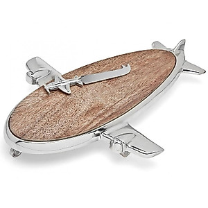 Nickel Plated Airplane with Wooden Cheese Board