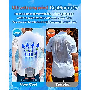 CINLOG Upgraded Portable Waist Fan with Adjustable Belt,10 Times Strong Wind Waist Clip Fan with 12000mAh Battery Over 40H Working Time, Belt Fan for Outdoor Works,Camping,Travel,Fishing