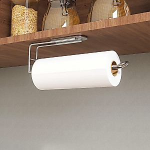 Paper Towel Holder Under Cabinet, H-SPACE Wall Mount Paper Towel for Kitchen, Self-Adhesive and Drilling Paper Towel Bar, Paper Towel Rack, SUS201 Stainless Steel 11 inch (Silver, 2PC)