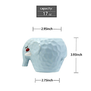 SUN GKOTTA Ceramic Mug elephant Shape Tiki Mugs Set of 2,Tiki Cups,Cute Exotic Cocktail Glasses for Bar Mai Tai, Punch, Pina Colada, and Tropical Drinks