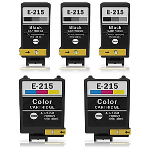 215 Ink Cartridge Replacement for Wf-100 Wf-110 Printer - 3Pcs Black Printer Ink Cartridges for Wf 100 Printer Ink Portable Inkjet Color Printer Cartridge - 2Pcs Tri-Color Ink Cartridge Ink Printer