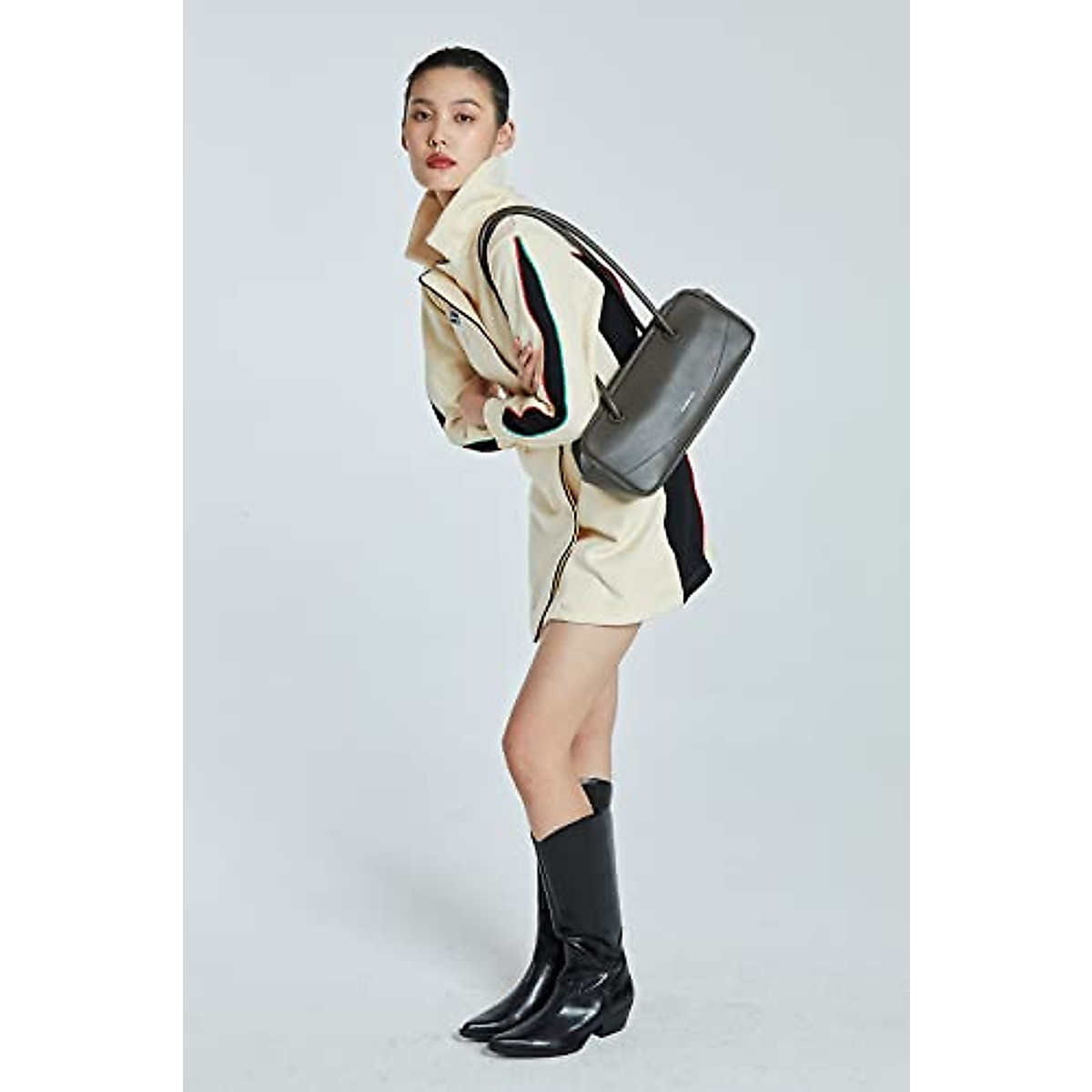 Amazing Song Shoulder Bag for Women, Top Handle Tote Designer Handbag Boston Satchel, Genuine Leather, Smiley Pillow Bag Matcha Chocolate