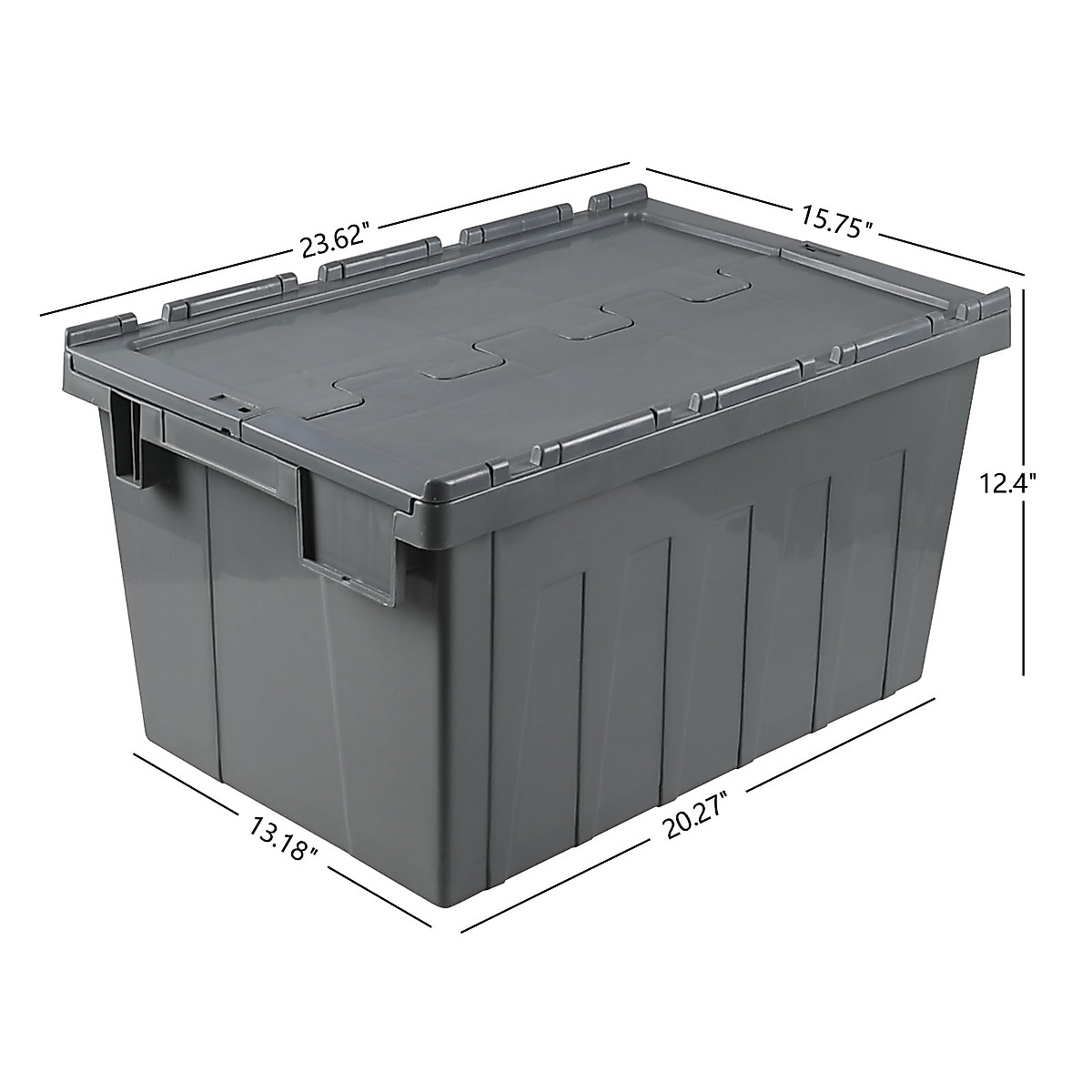 Oymlclivisa 15 Gallon Commercial Flip Top Tote Storage Container, Industrial Plastic Storage Totes, Gray, 4 Packs