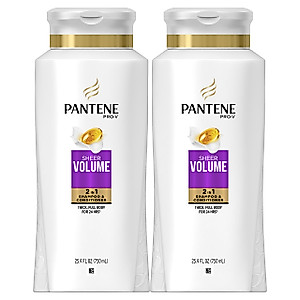 Pantene, Shampoo and Conditioner 2 in 1, Pro-V Sheer Volume for Fine Hair, 25.4 fl oz, Twin Pack