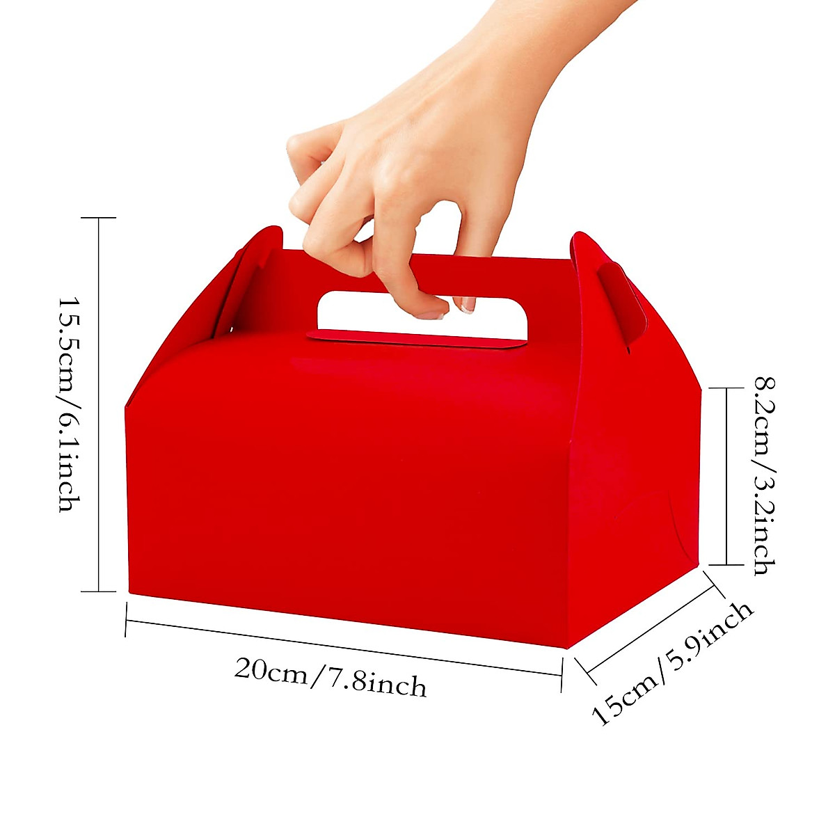 Lainrrew 30 Pcs Gable Candy Treat Boxes, Small Goodie Boxes Christmas Party Favor Boxes Kraft Paper Gift Box for Christmas Party Decorations Birthday Party Favors (Red)