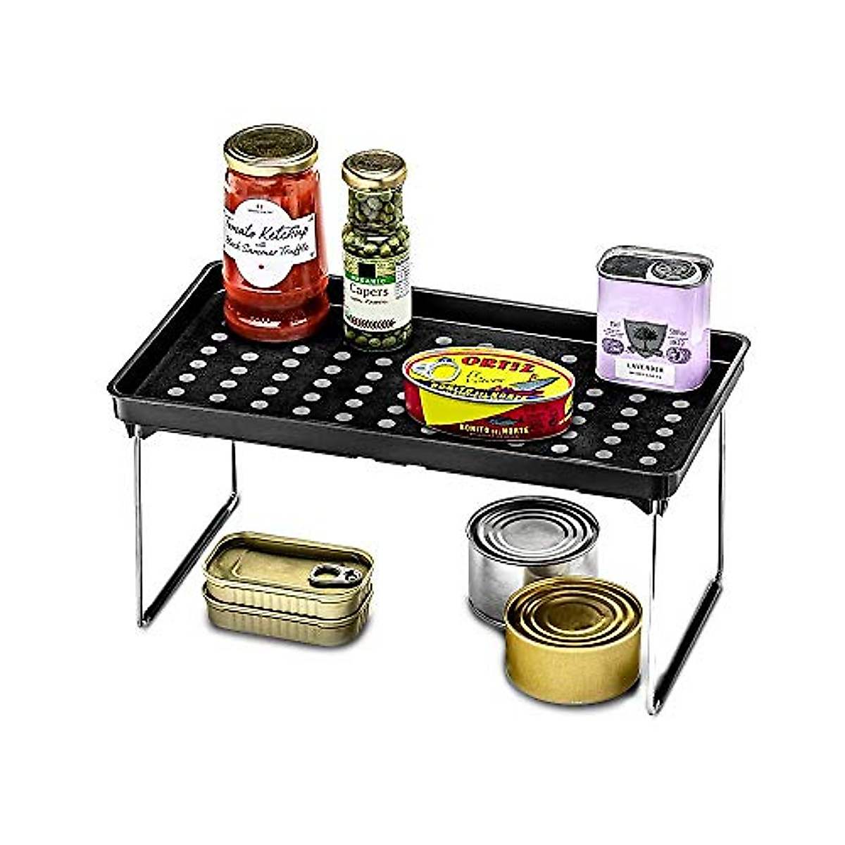 madesmart Cabinet Medium Stacking Shelf, Carbon