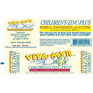 Vita-Myr Children's Zinc-Plus Herbal Toothpaste with Xylitol, 5.4 oz Tube