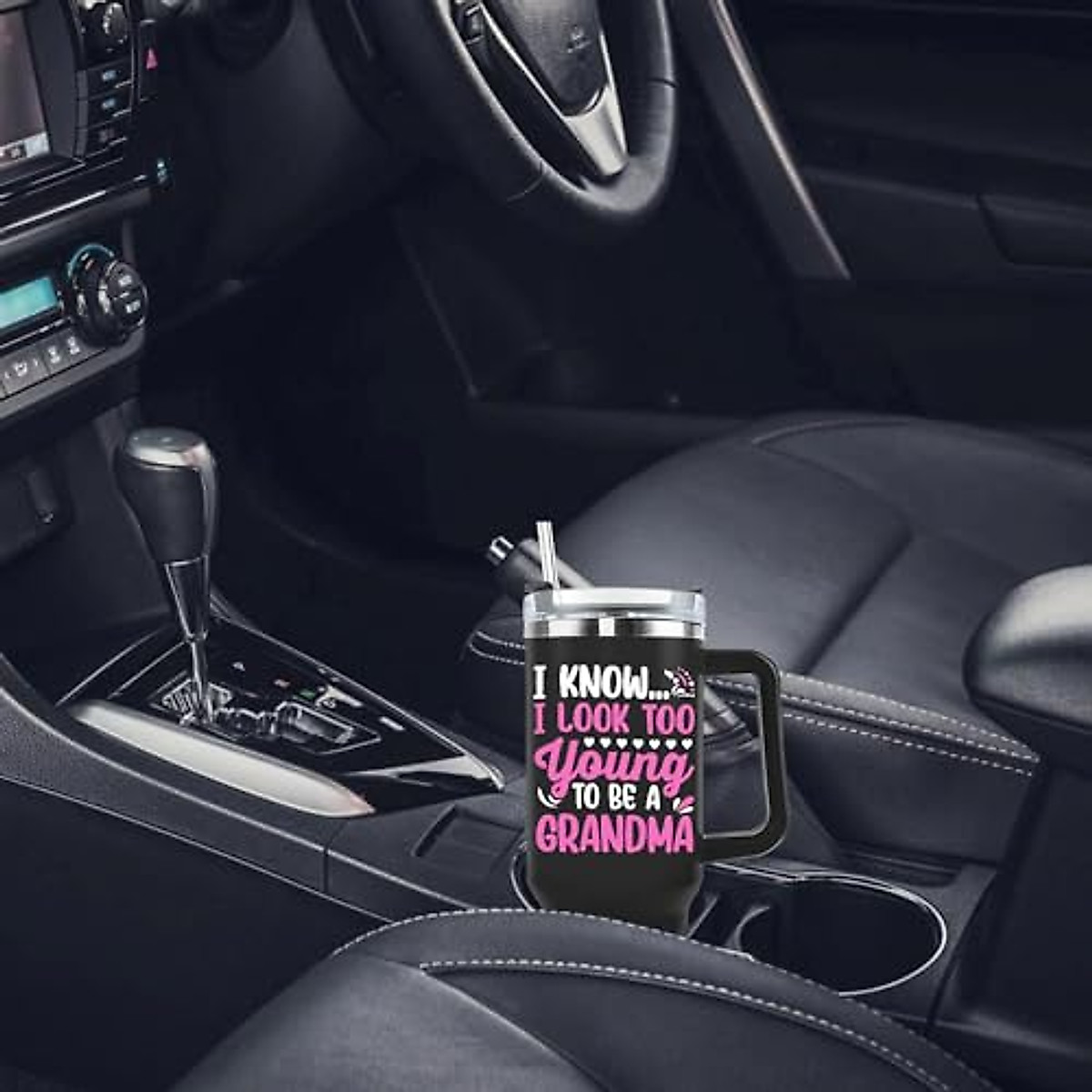 40 oz Tumbler with Handle I Know I Look Too Young Tumbler Personalized Tumblers with Lid and Straw Insulated Tumbler Stainless Steel Tumblers